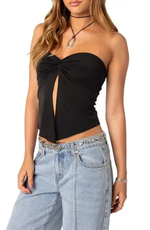 EDIKTED Twist Split Front Tube Top