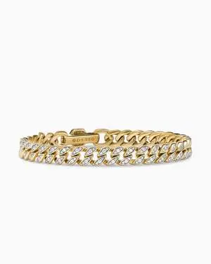 David Yurman 18k Yellow Gold Curb Chain Bracelet With Diamonds - Diamond