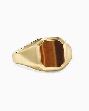 David Yurman Streamline® 18k Yellow Gold Signet Ring - Tigers Eye