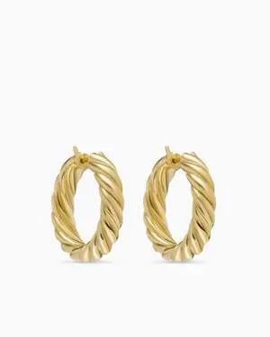 David Yurman Sculpted Cable Hoop Earrings - All 18k Yellow Gold