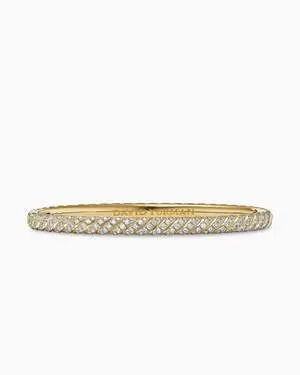 David Yurman Sculpted Cable Bangle In 18k Yellow Gold With Diamonds - Diamond