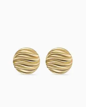David Yurman Sculpted Cable Stud Earrings - All 18k Yellow Gold