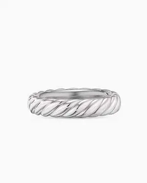 David Yurman Sculpted Cable Band Ring - 18k White Gold