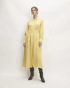 Everlane Hammered Satin Shirt Dress - Raffia