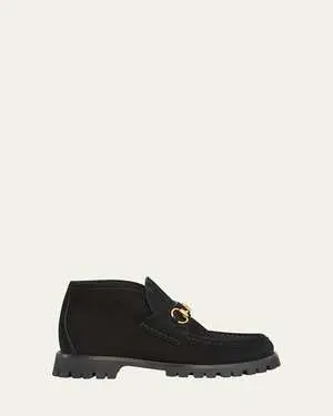Gucci Suede Horsebit Booties - Black