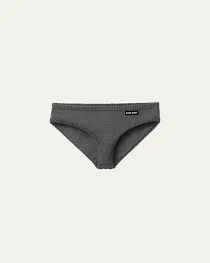 Miu Miu Intarsia Logo Cashmere Briefs - Ardesia