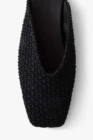 HOUSE OF DAGMAR Raffia Slip-ins - Black
