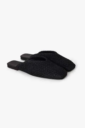 HOUSE OF DAGMAR Raffia Slip-ins - Black