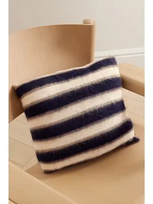 Brunello Cucinelli Striped Mohair-blend Cushion - Blue