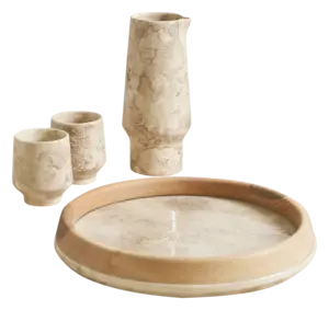 Brunello Cucinelli Stone And Wood Tray, Carafe And Cups Set - Neutrals