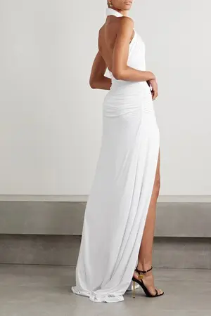 SERGIO HUDSON Cutout Ruched Halterneck Gown
