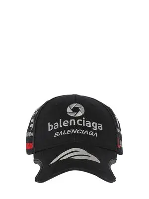 Balenciaga Racer Cotton Drill Cap In Black - 40% Off | Editorialist