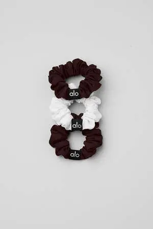 Alo Yoga ALO Fresh Mini Scrunchie 3-Pack Cherry Cola/white