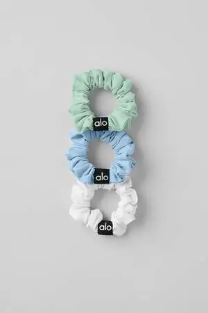 Alo Yoga Fresh Mini Scrunchie 3-pack - White/seashell Blue/spearmint