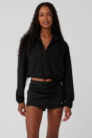 Alo Yoga 1/4 Zip Cropped In The Lead Coverup Sweatshirt - Black