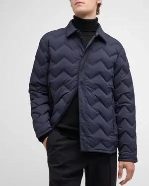 Emporio Armani Zigzag Quilted Down Jacket - Navy