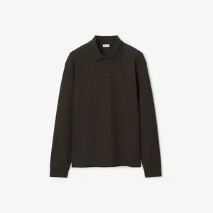 Burberry Long-sleeve Cotton Polo Shirt Otter