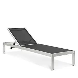 MODWAY Shore Outdoor Patio Aluminum Mesh Chaise - Silver Black