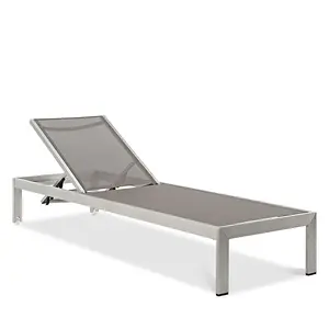 MODWAY Shore Outdoor Patio Aluminum Mesh Chaise - Silver Gray