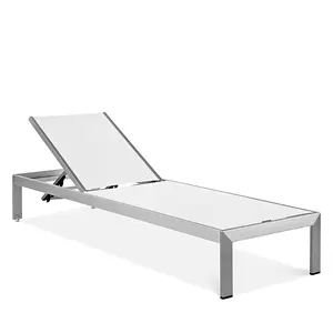 MODWAY Shore Outdoor Patio Aluminum Mesh Chaise - Silver White