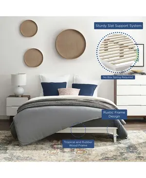 MODWAY Lodge Wood Platform Bed Frame - White