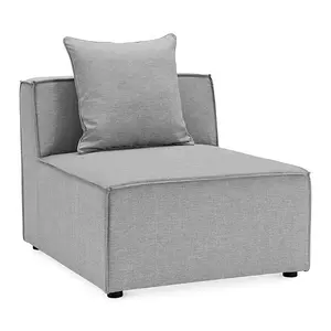 MODWAY Saybrook Outdoor Patio Upholstered Sectional Sofa Armless Chair - Gray