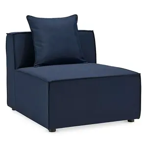 MODWAY Saybrook Outdoor Patio Upholstered Sectional Sofa Armless Chair - Navy Blue