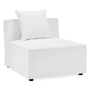 MODWAY Saybrook Outdoor Patio Upholstered Sectional Sofa Armless Chair - White