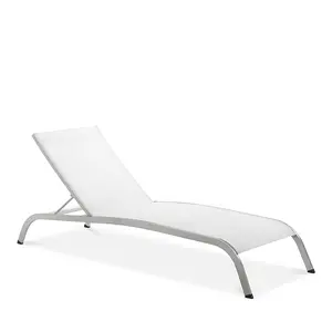 MODWAY Savannah Mesh Chaise Outdoor Patio Aluminum Lounge Chair - White