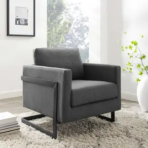 MODWAY Posse Upholstered Fabric Accent Chair - Black/charcoal