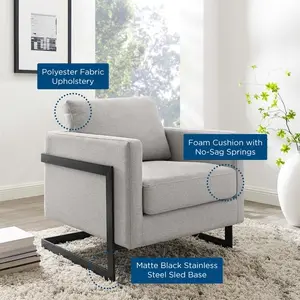 MODWAY Posse Upholstered Fabric Accent Chair - Medium Gray