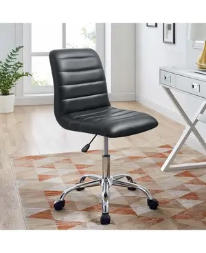 MODWAY Ripple Armless Mid Back Vinyl Office Chair - Black