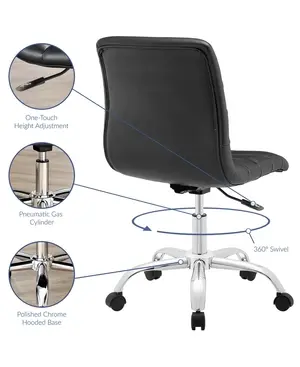 MODWAY Ripple Armless Mid Back Vinyl Office Chair - Black