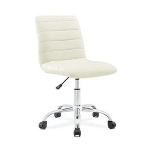 MODWAY Ripple Armless Mid Back Vinyl Office Chair - White