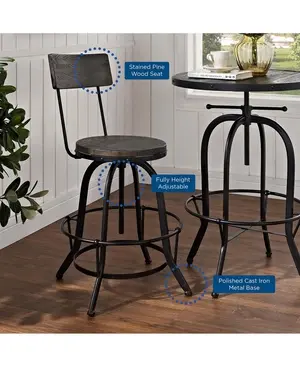 MODWAY Procure Wood Bar Stool - Black