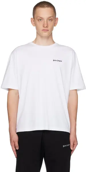 Palm Angels Palm Angels White Embroidered T-Shirt White Black