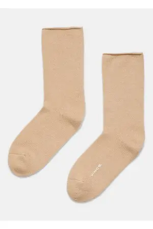 Vince Cashmere Jersey Short Socks Brown