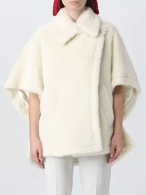 Max Mara Double-breasted Fur Cape White