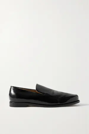 Khaite Alessio Glossed-leather Loafers - Black