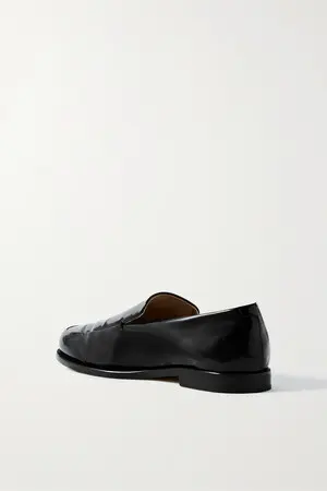 Khaite Alessio Glossed-leather Loafers - Black