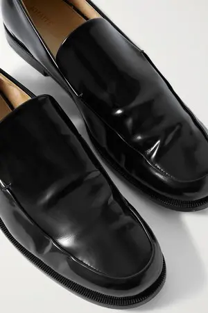 Khaite Alessio Glossed-leather Loafers - Black