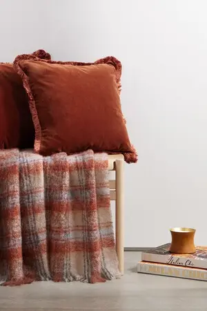 SOHO HOME Margeaux Fringed Cotton-blend Velvet Pillow