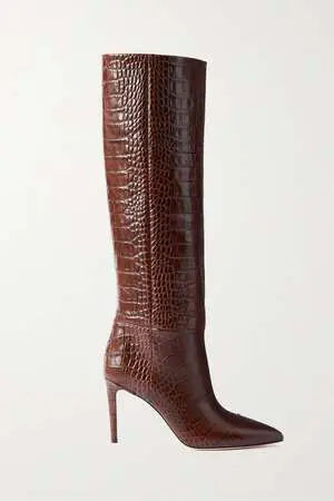 Paris Texas Stiletto 85 Croc-effect Leather Knee Boots