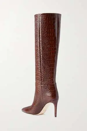 Paris Texas Stiletto 85 Croc-effect Leather Knee Boots