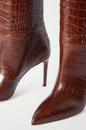 Paris Texas Stiletto 85 Croc-effect Leather Knee Boots