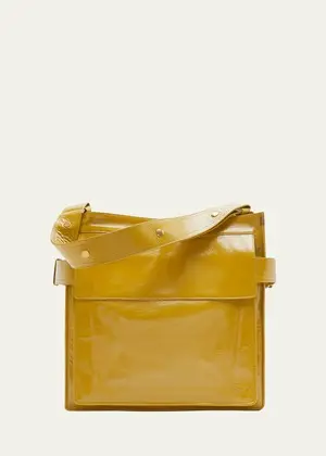 Burberry Men's Trench Patent Leather Tote Bag - Manilla
