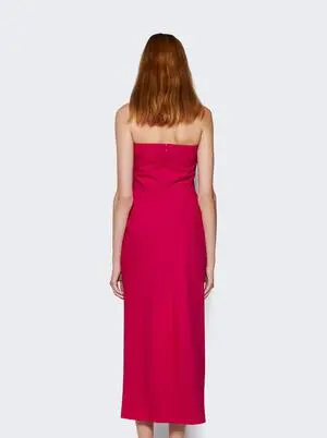 Givenchy Wool Midi Dress With Plunging Neckline - Fuchsia