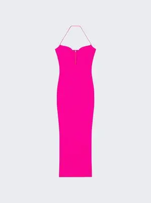Givenchy Wool Midi Dress With Plunging Neckline - Fuchsia