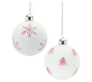 MELROSE Frosted Snowflake And Tree Ball Ornamen - One-color