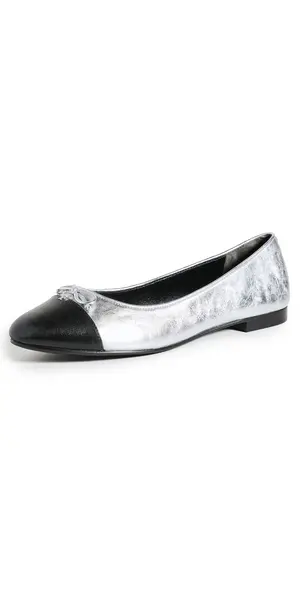Tory Burch Bow Ballet Flats Silver/perfect Black